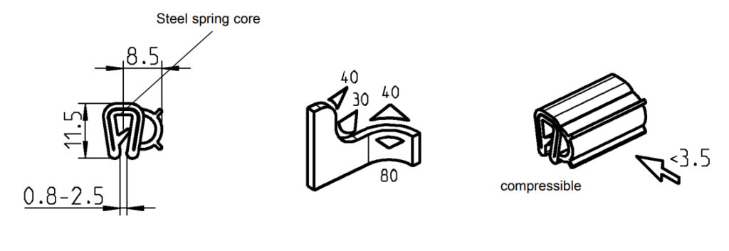 Sealing profile self-clamping 1011-09 - Clip-on profiles with sealing ...