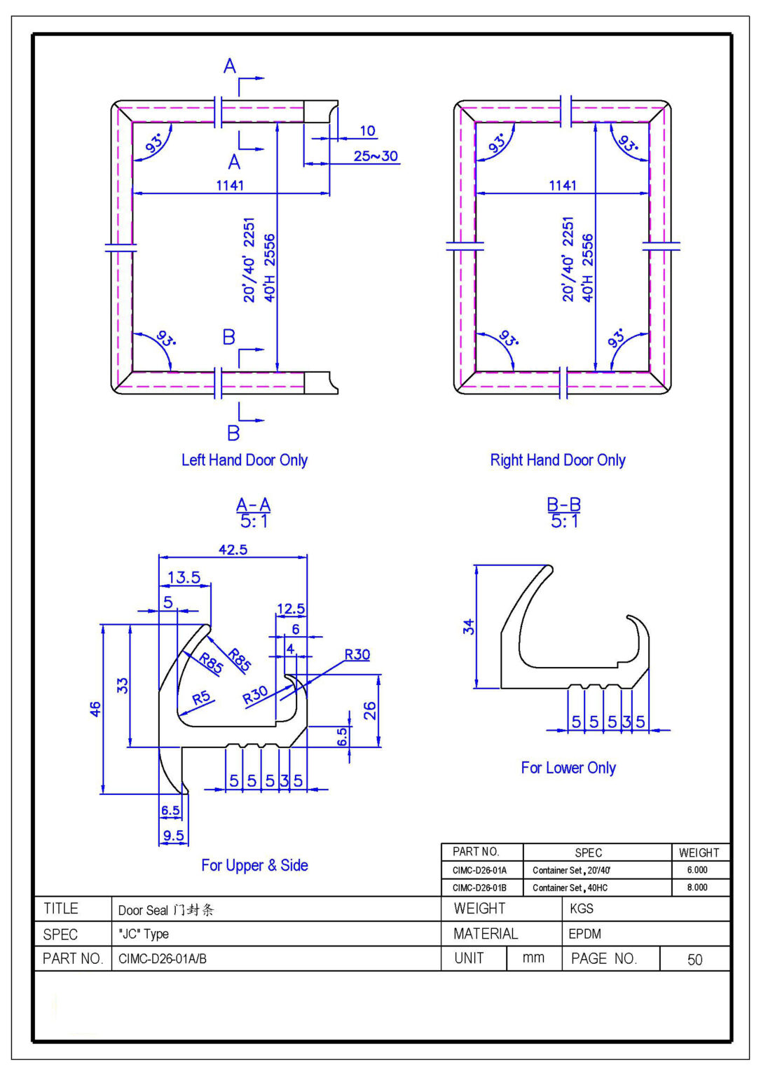 Container Door Seal Gasket Set | Rubber Door Gasket Assemblies
