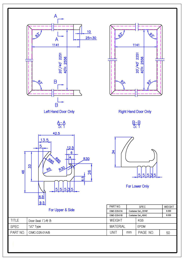Container Door Seal Gasket Set | Rubber Door Gasket Assemblies