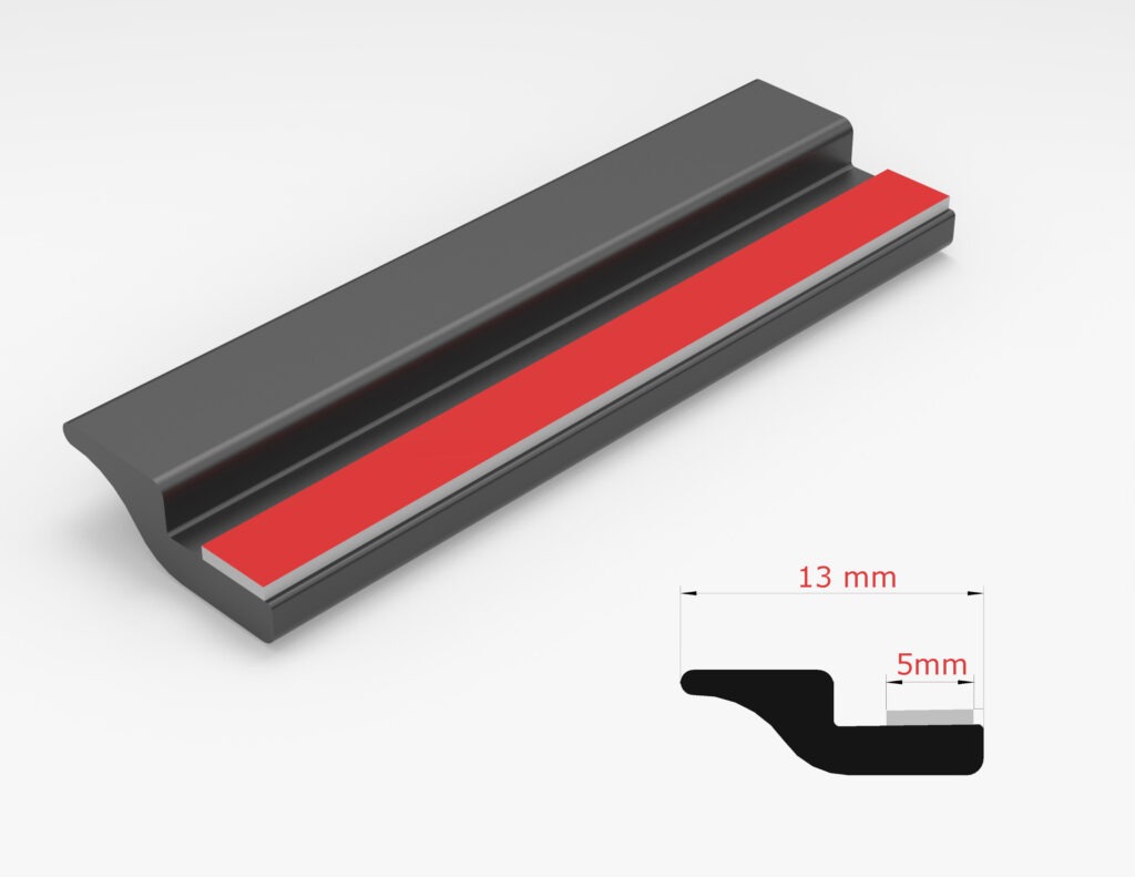 Universal EPDM Foam Underside Molding with Adhesive Black