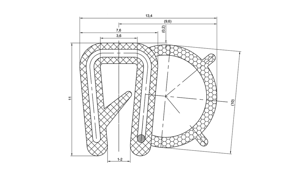A2 545 EPDM Clamp profile w/ steel insert 1-2 mm - Hebei Shida Seal ...